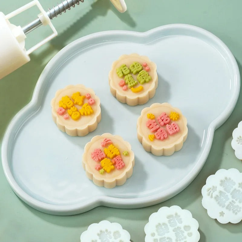 Round Flower Mooncake Mold(WITH 4 STAMP) – xeemartpk