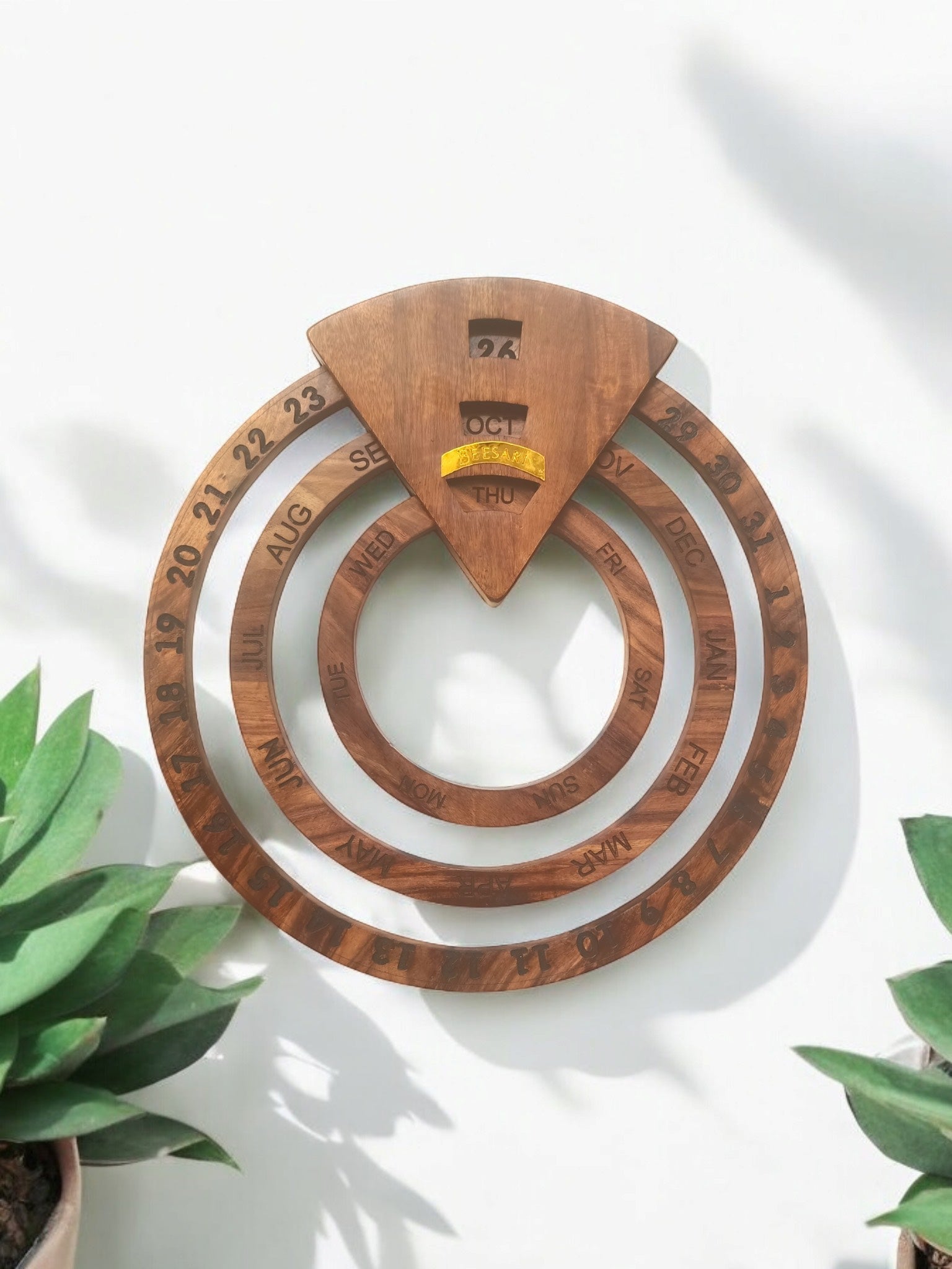 Wooden Rotating Circular Perpetual Calendar – xeemartpk